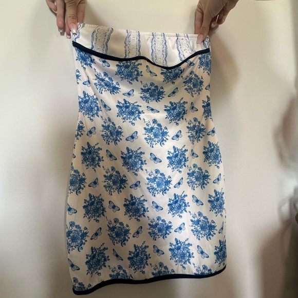 Amazon | Dresses | Amazon Blue And White Strapless Dress | Poshmark